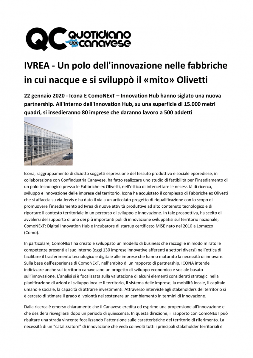 Un polo d'innovazione nelle fabbriche in cui nacque e si sviluppò il ...